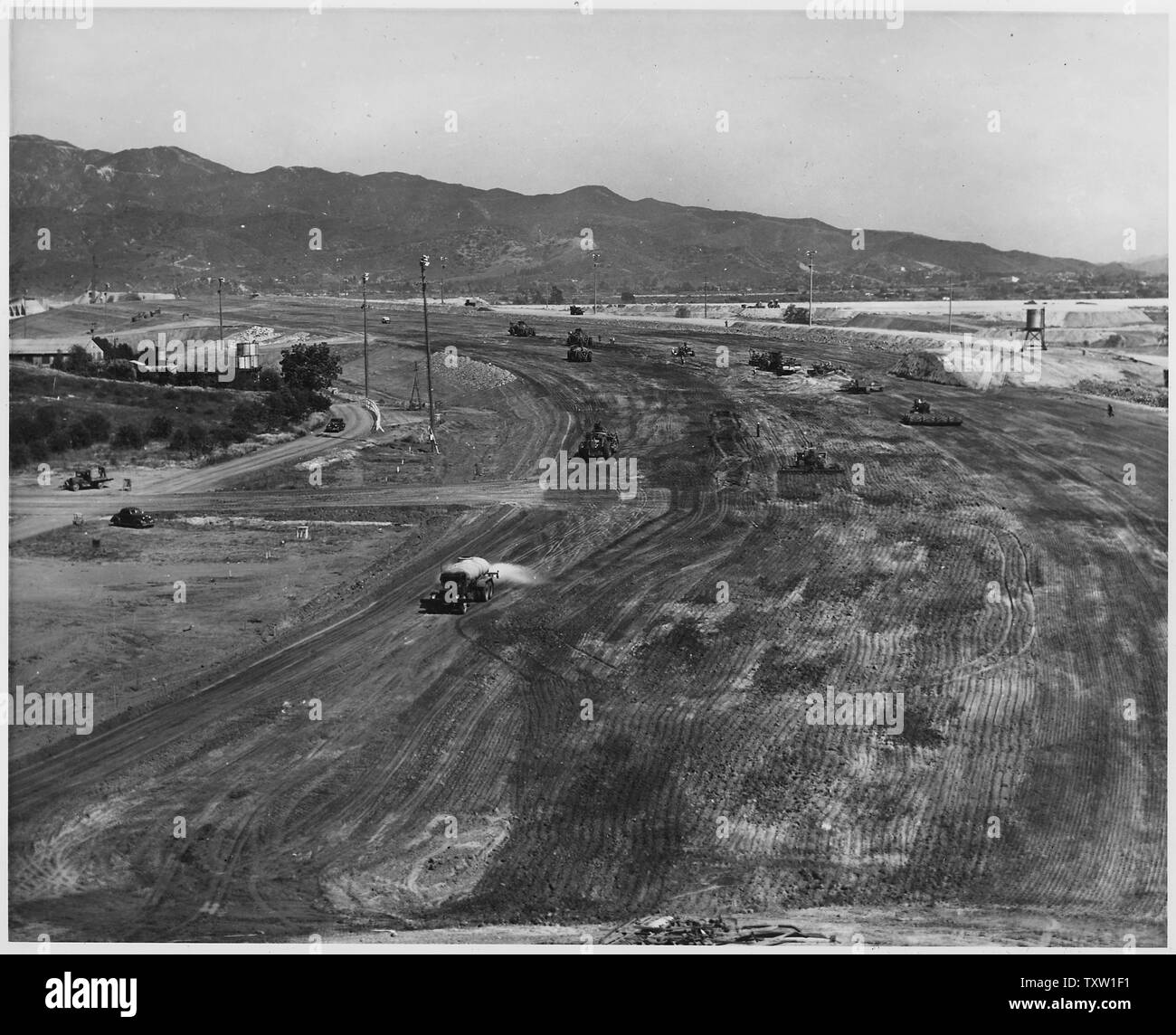 A general view showing the construction of the compacted earth ...