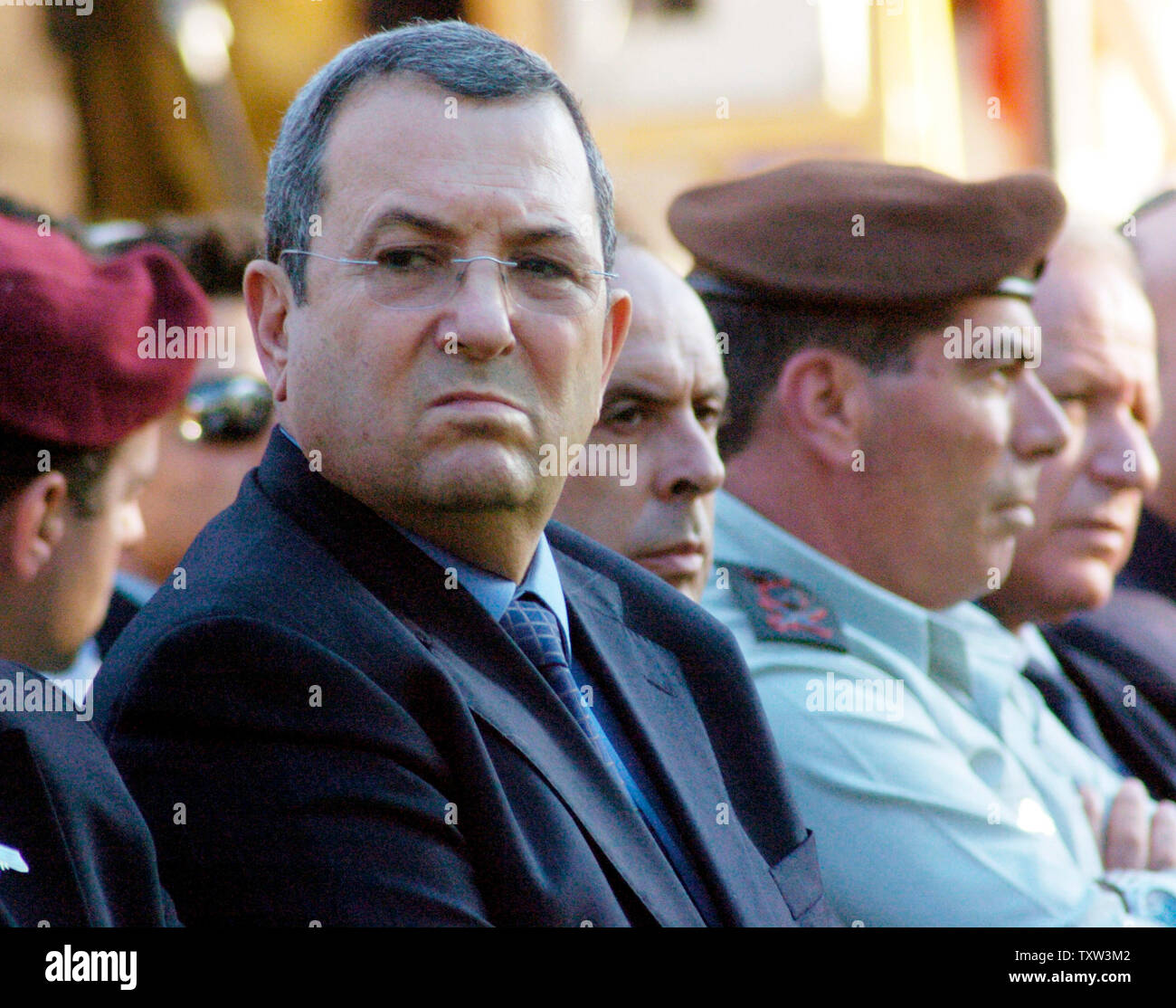 Defense Minister Ehud Barak, center, attends the state memorial for the ...