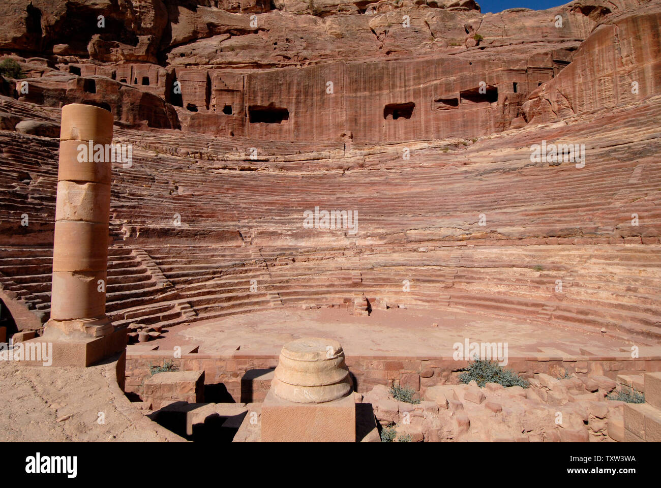 The theatre, built by the Nabataeans in the 1st. century AD, stands in ...