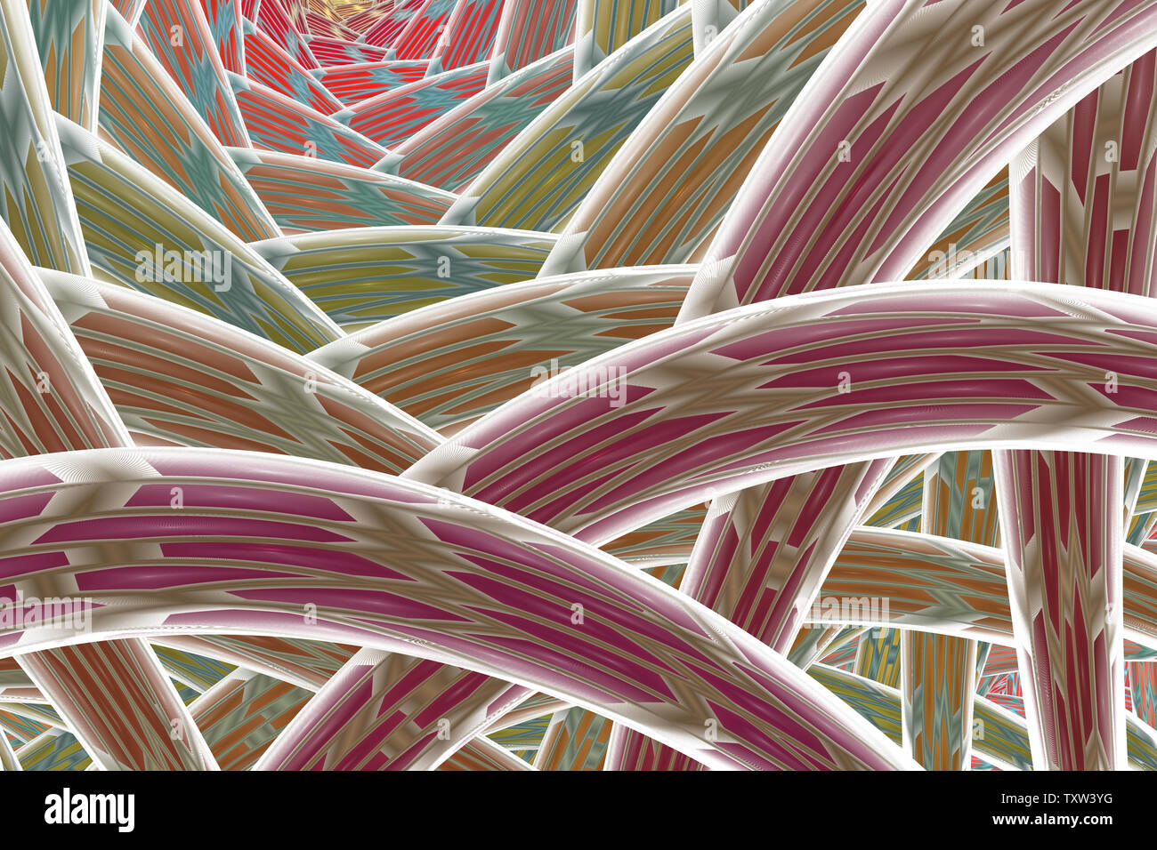 Multi-colored tangled colorful thread rope. Abstract fractal background ...