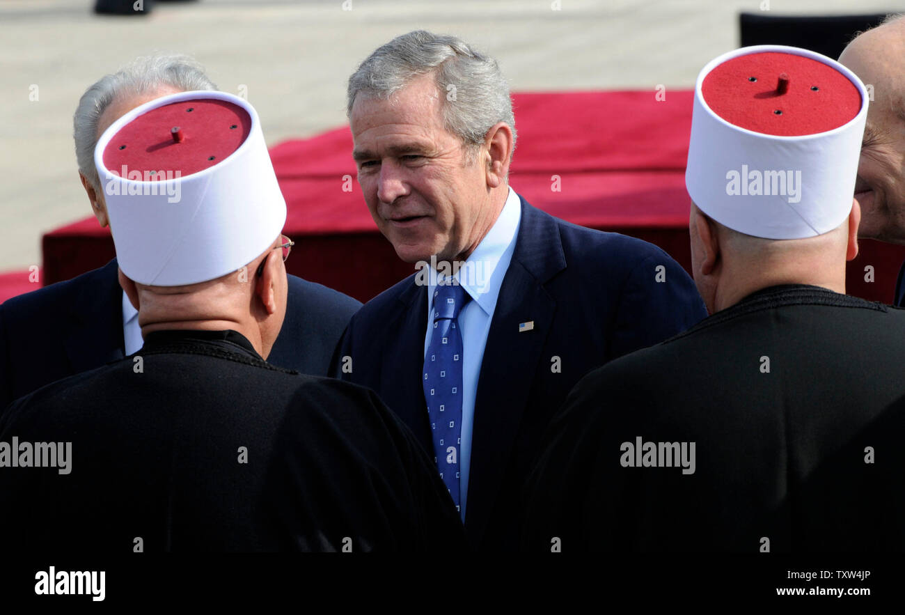Religious leaders from the Druze community greet U.S. President George ...