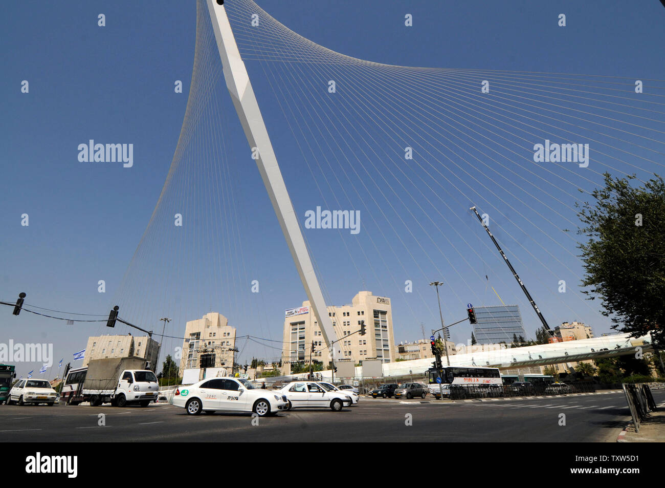 Traffic flows under the newly constructed "Bridge of Strings" designed ...