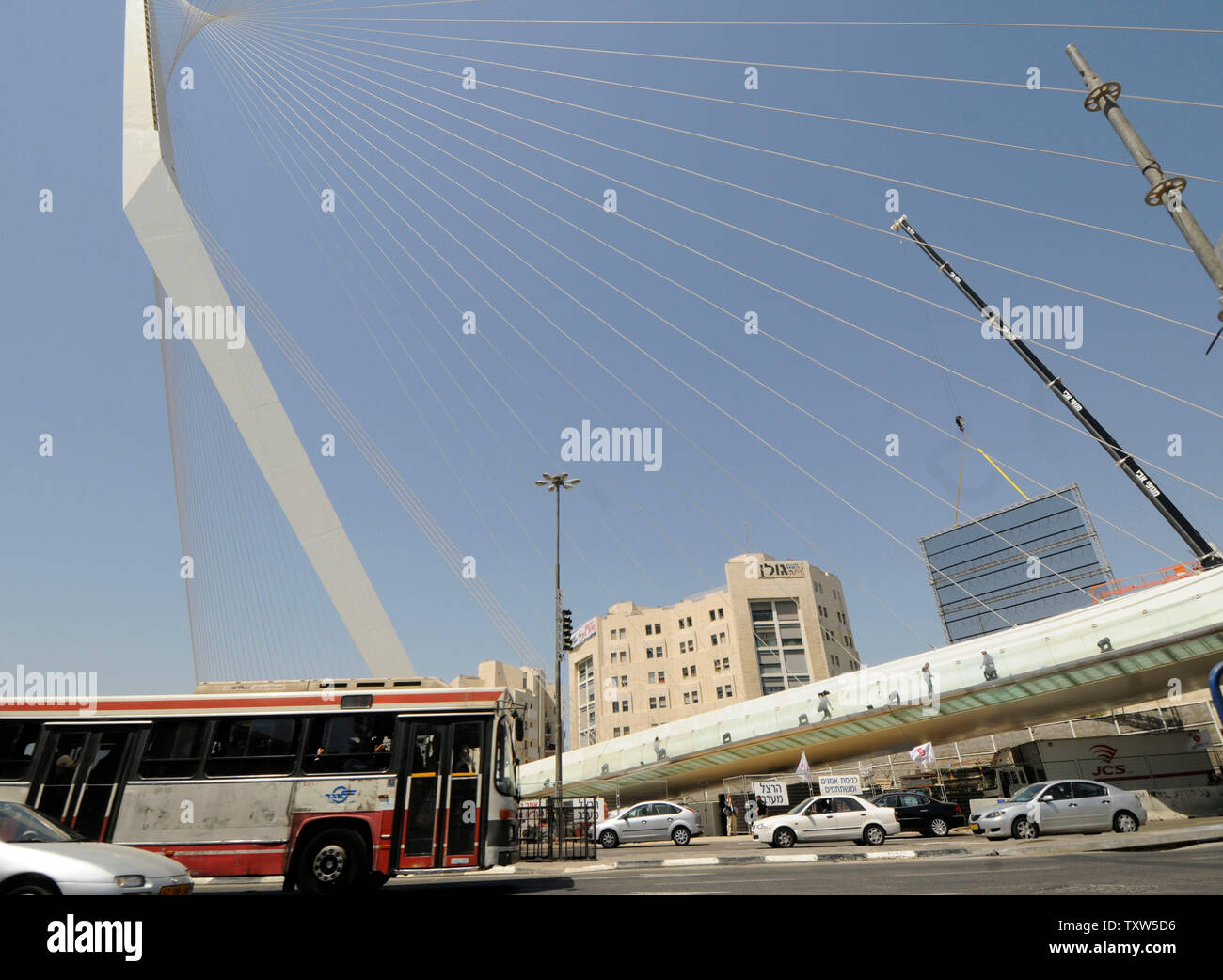 Traffic flows under the newly constructed "Bridge of Strings" designed ...