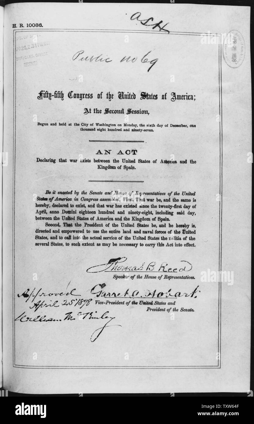 Act of April 25, 1898, Public Law 55-69, 30 STAT 364, which declared ...