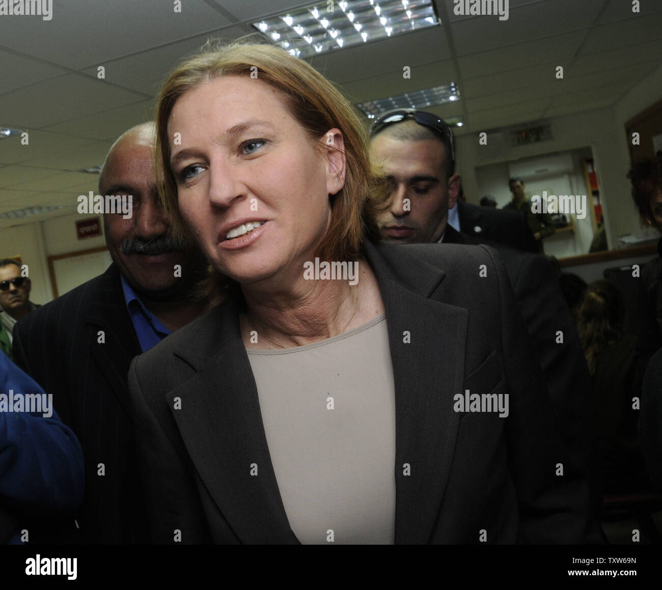 Israeli Foreign Minister Tzipi Livni speaks to the press in a bomb ...
