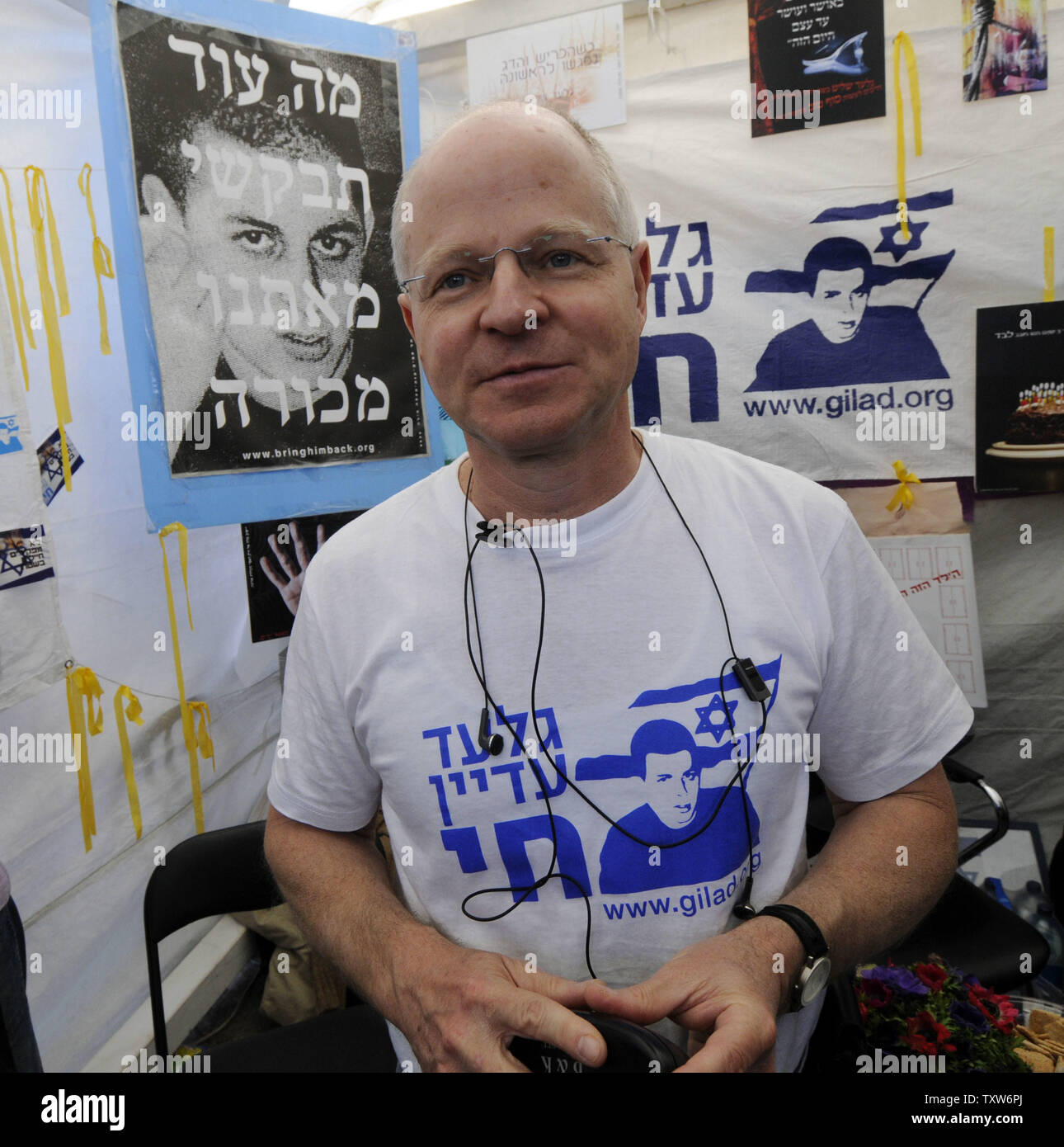Noam Shalit, father of kidnapped Israeli soldier Gilad Shalit, stands ...