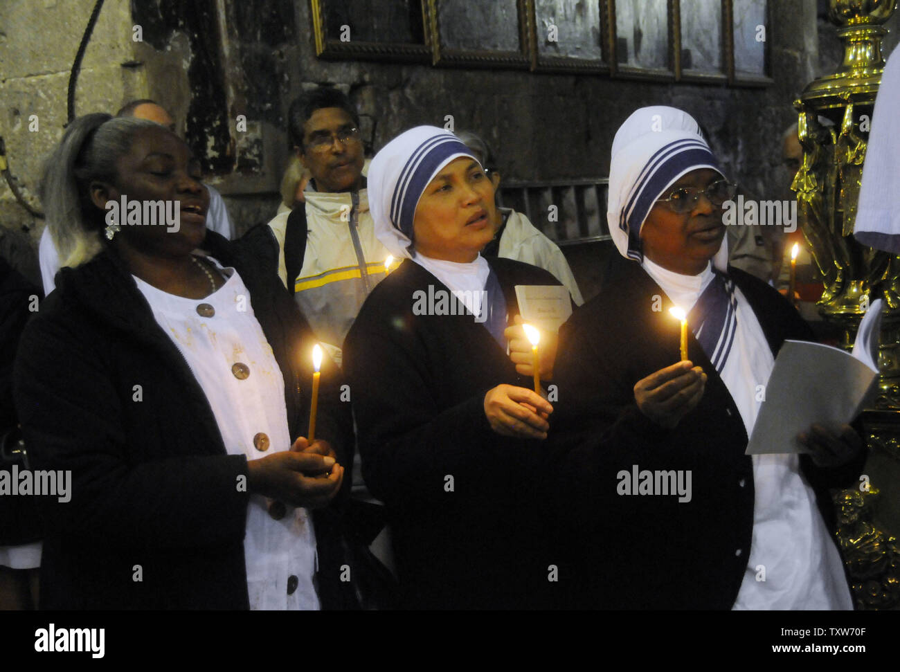 Catholic nuns celebrate Easter Sunday Mass in the Church of the Holy ...