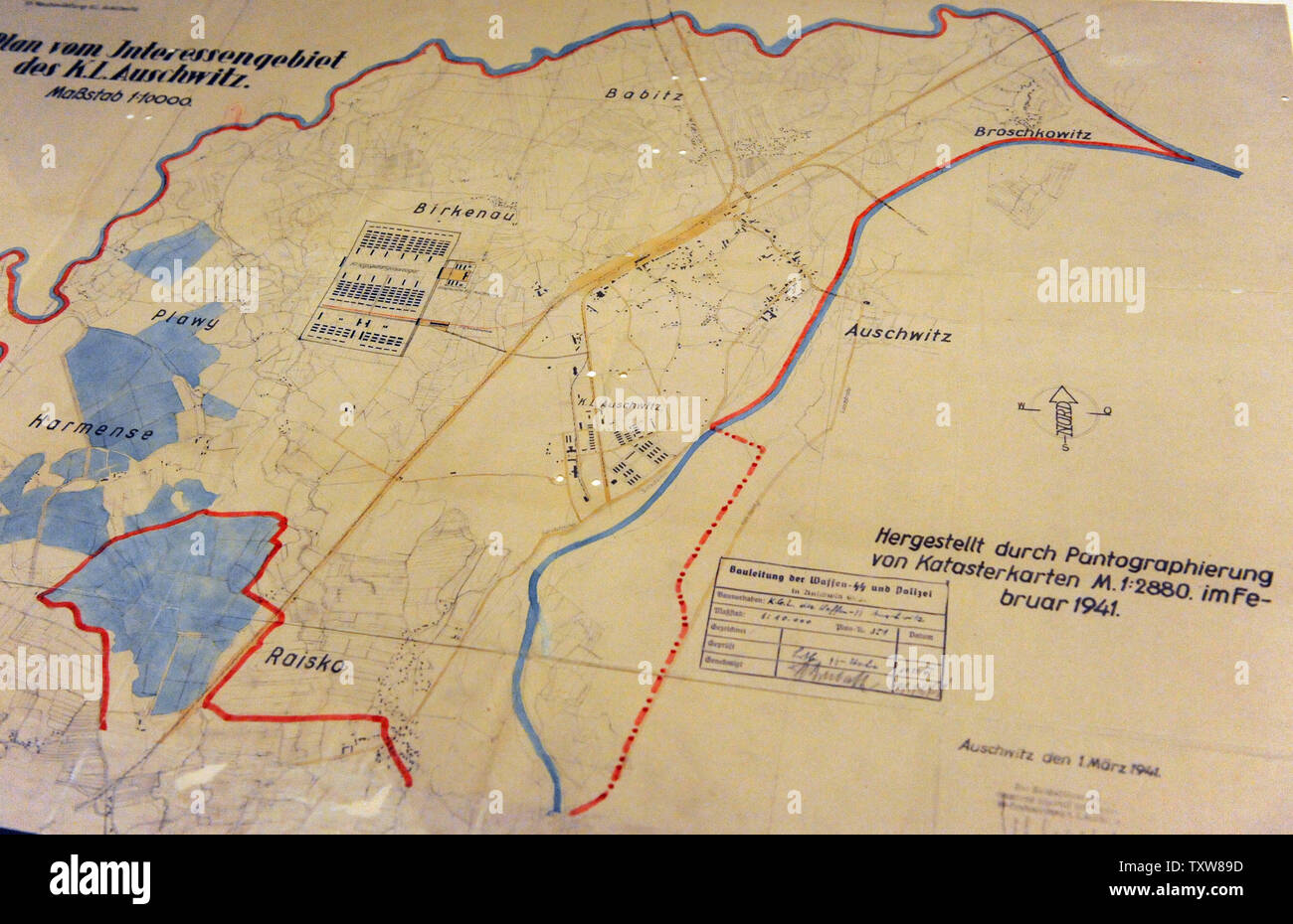 A detail from the original blueprints of the Auschwitz-Birkenau Nazi ...