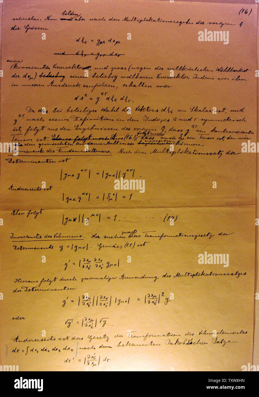 A close-up of page 16 of the original manuscript of Albert Einstein's ...