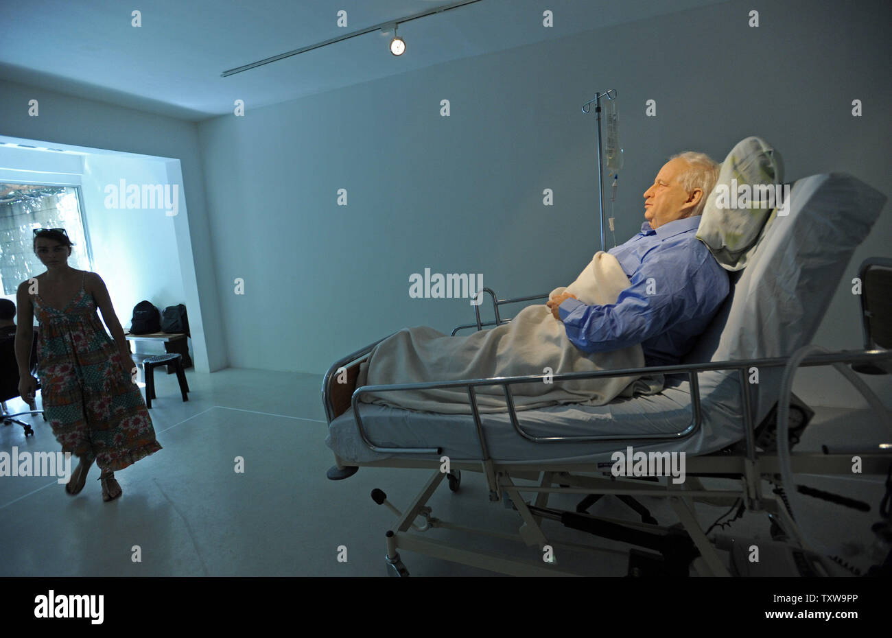 A life-size art installation of former Israeli Prime Minister Ariel ...