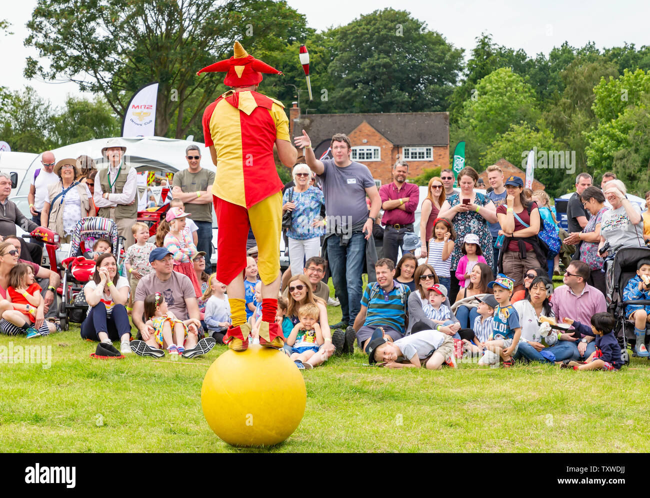 James the Jester from Chester whilst performing at the 2019 Lymm ...