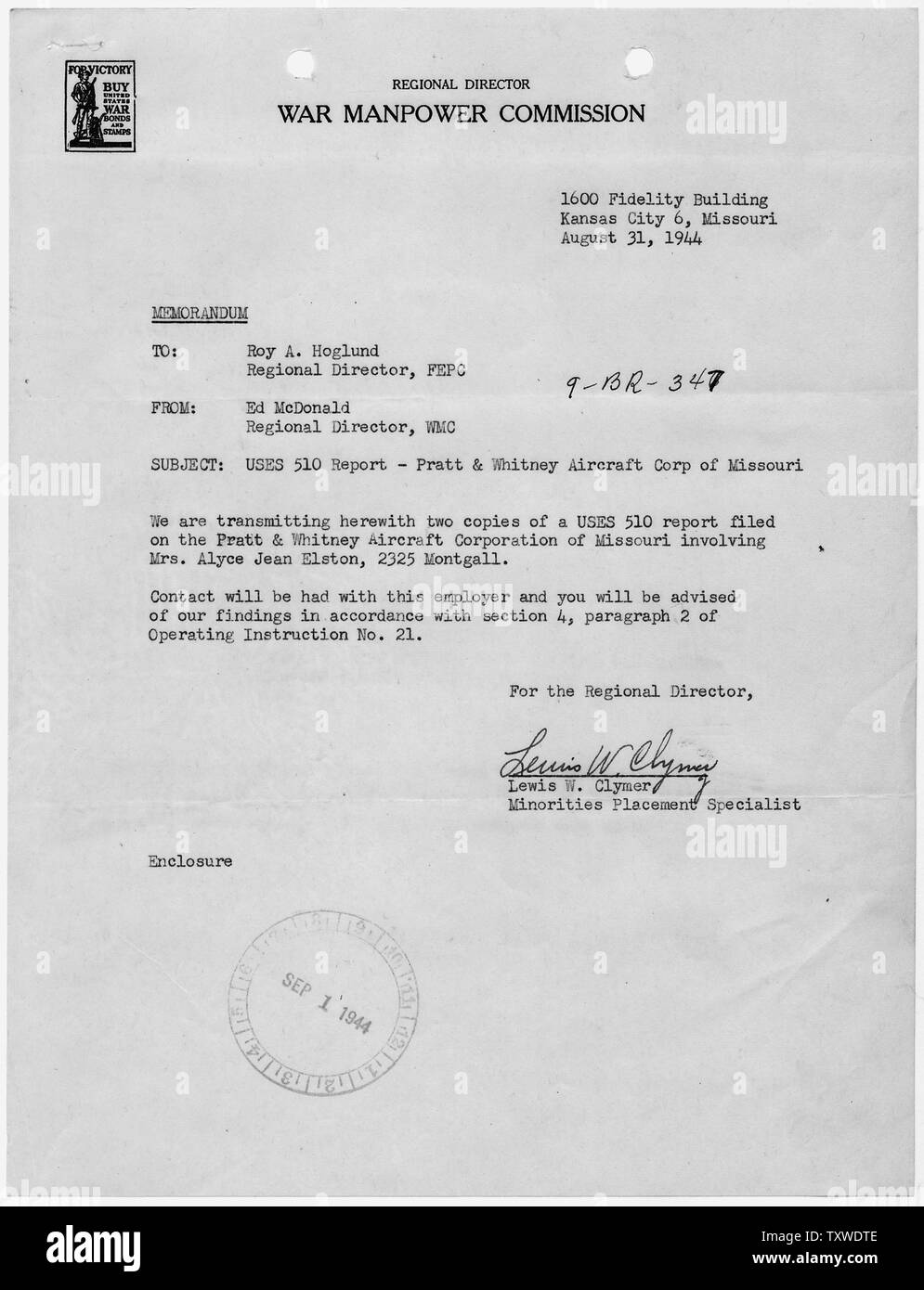 Alyce Jean Elston, et al [Case 9-BR-347]: Memorandum from Ed McDonald ...