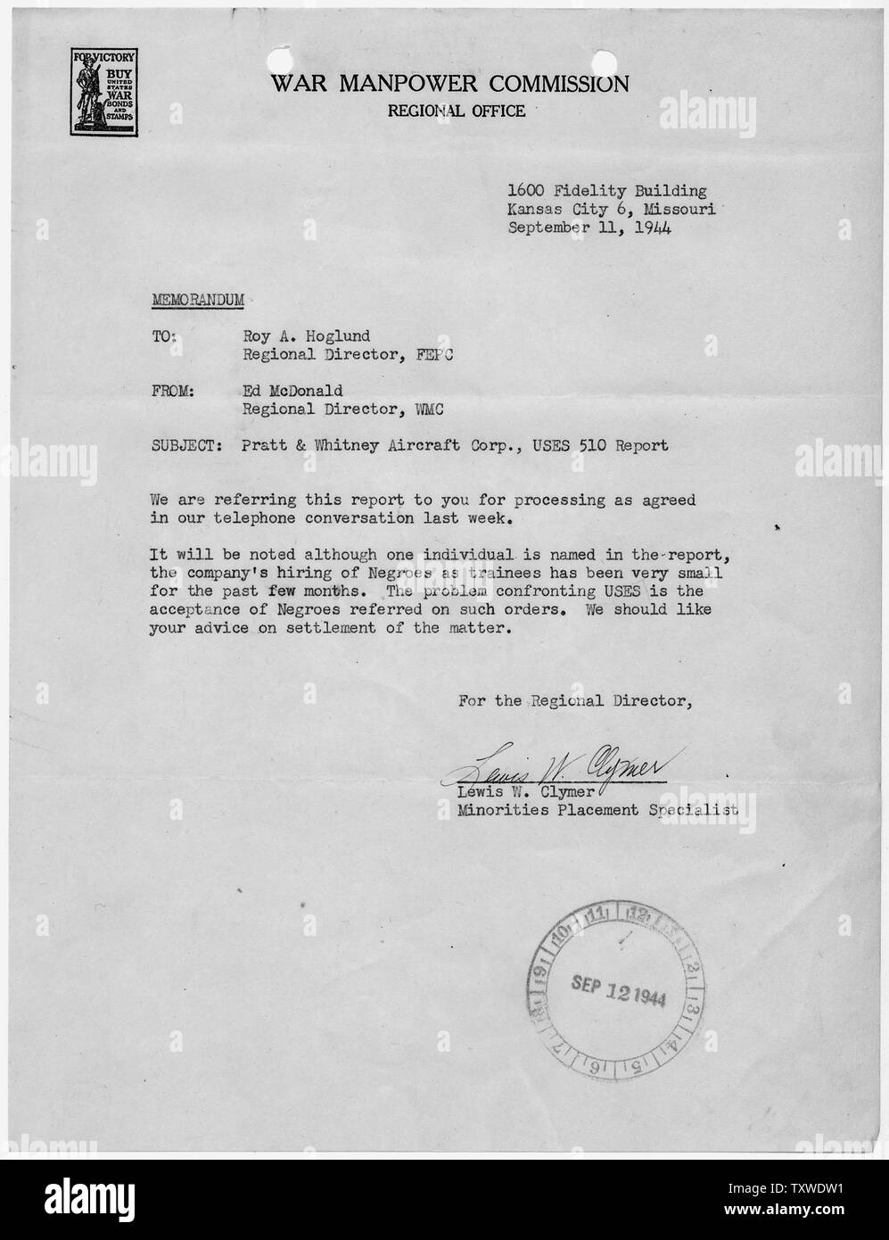 Alyce Jean Elston, et al [Case 9-BR-347]: Memorandum from Ed McDonald ...