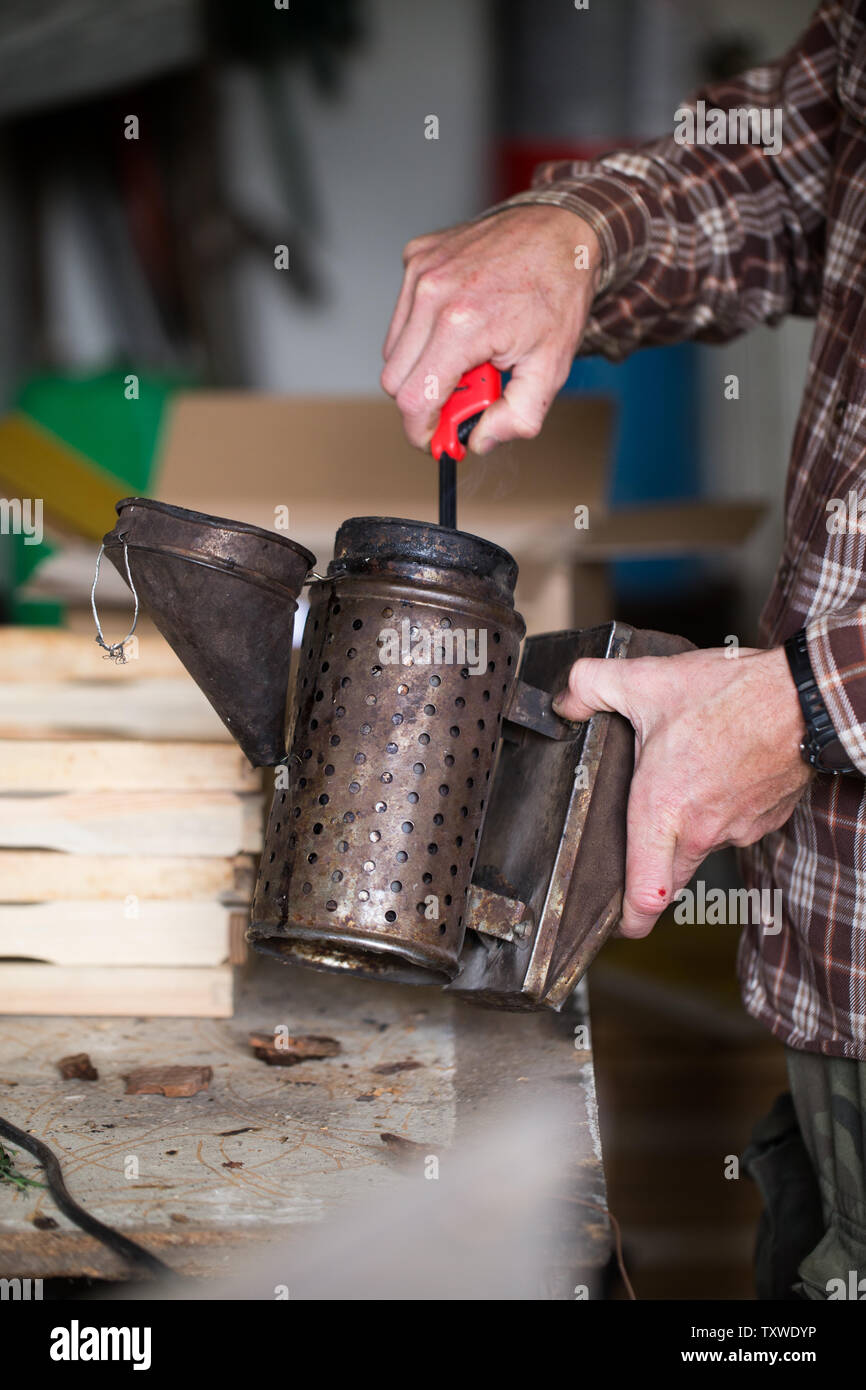 fumigation of bees - a device for making smoke used in beekeeping ...