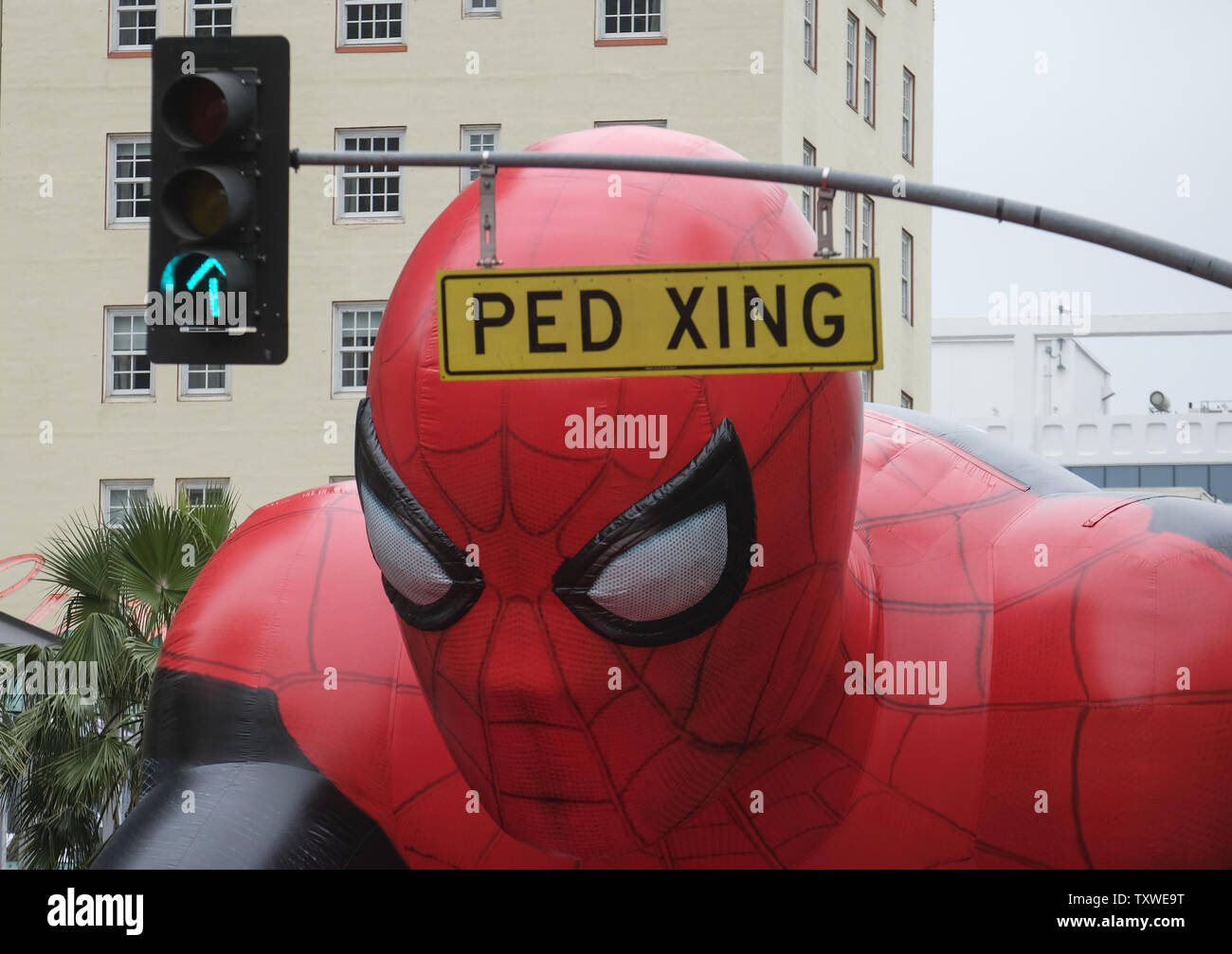 Los Angeles, California, USA. 25th June, 2019. A giant Spider-Man ...