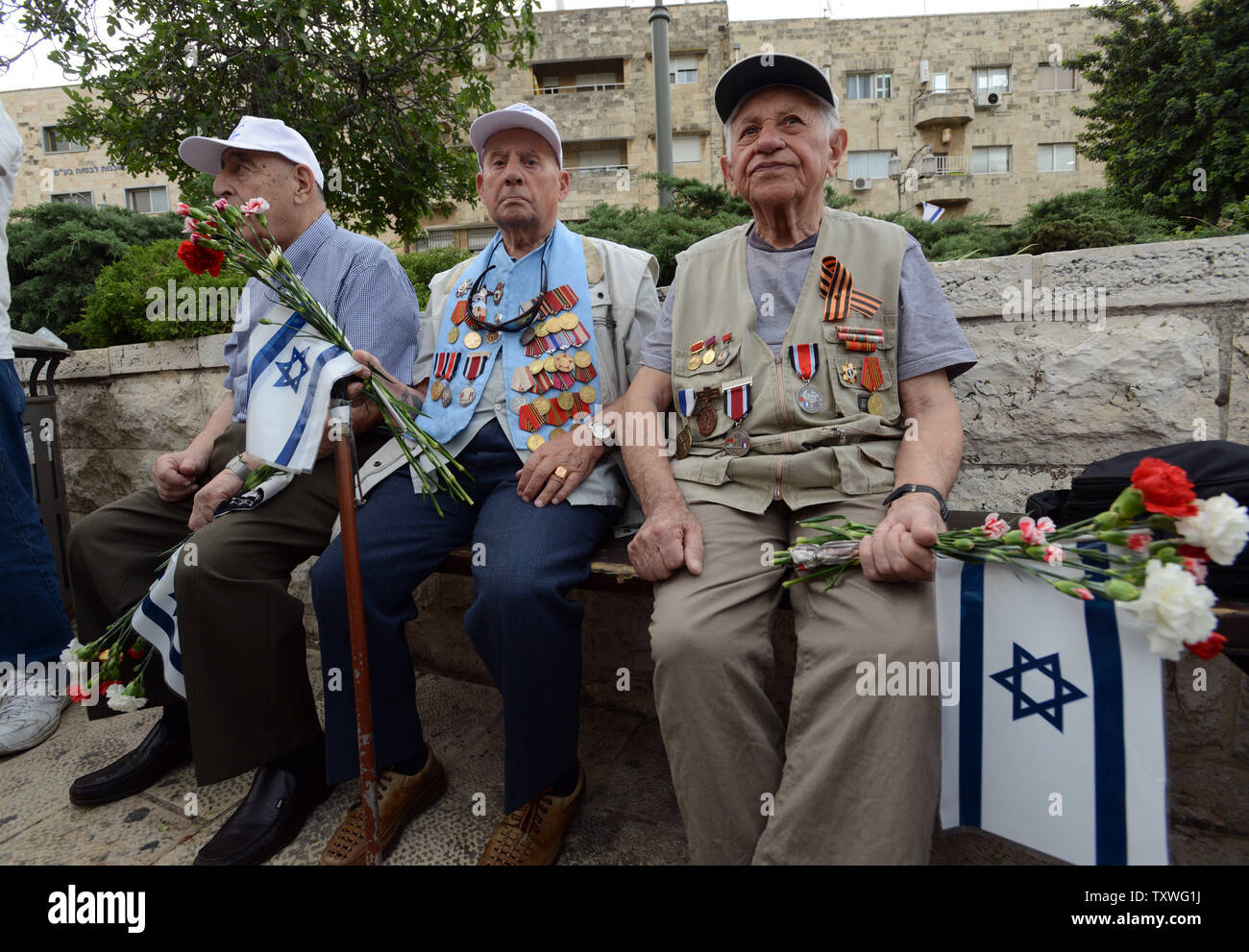 Soviet Jewish World War II Veterans wear their Red Army medals before a ...