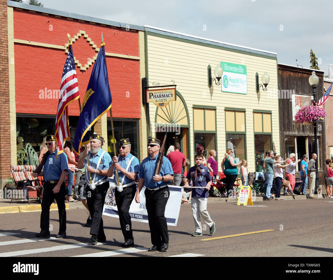 The Brownsville, Oregon parade color guard Stock Photo - Alamy