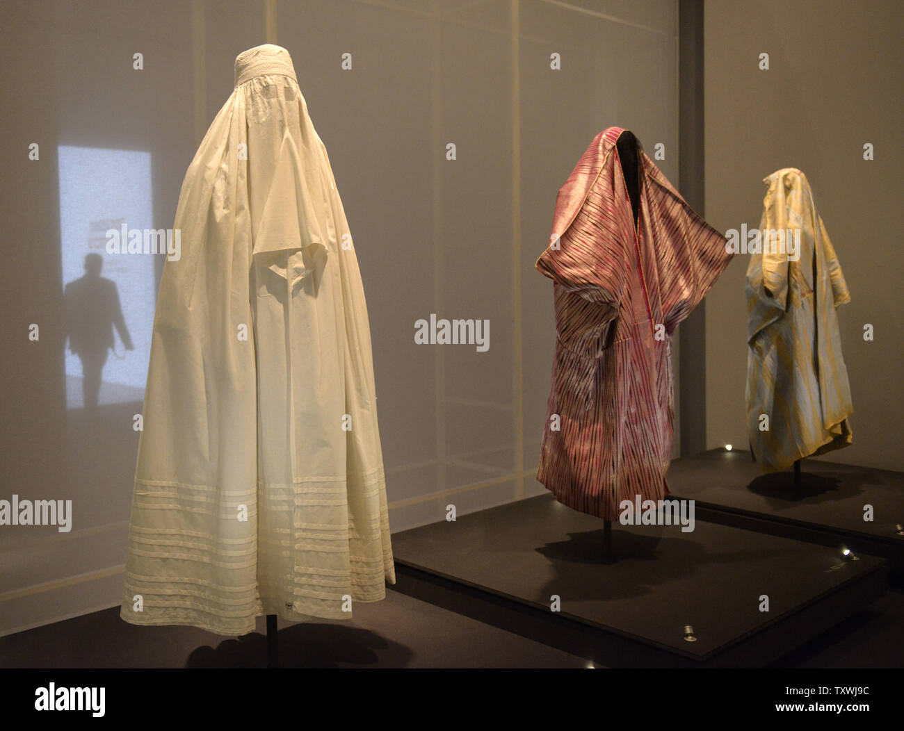 A Jewish woman's wrap and face veil from Afghanistan is seen in the ...