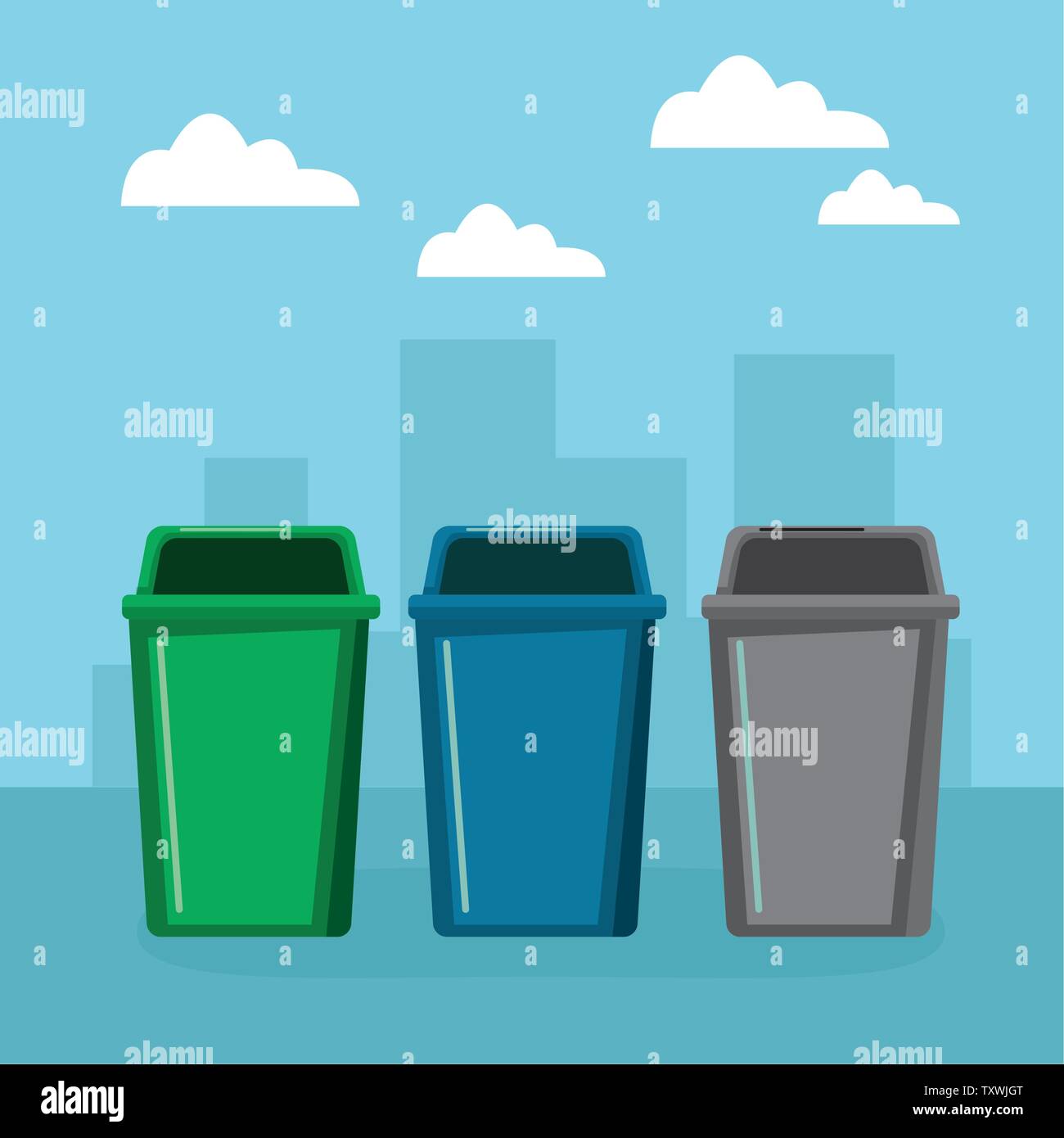 three garbage can icon cartoon Stock Vector Image & Art - Alamy