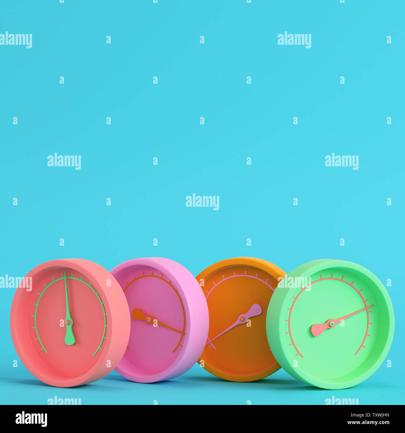 Four gauges on bright blue background in pastel colors. Minimalism ...