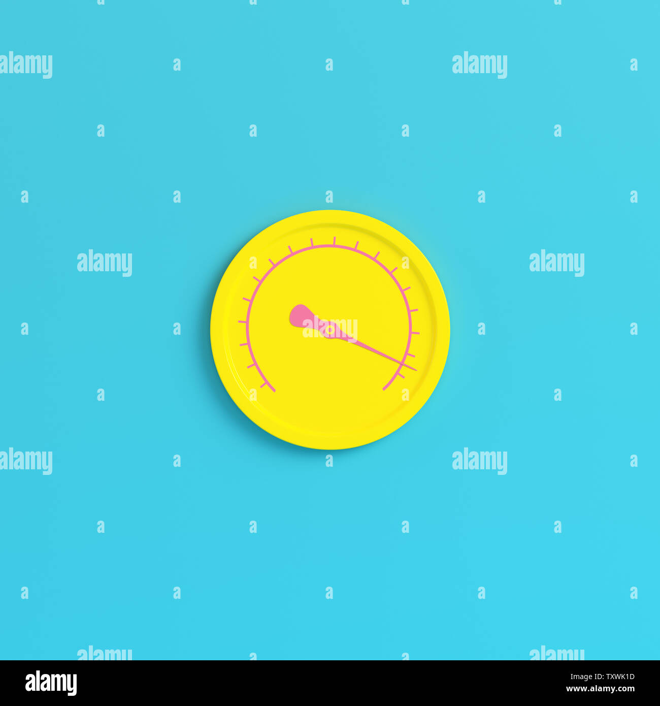 Yellow gauge on bright blue background in pastel colors. Minimalism ...