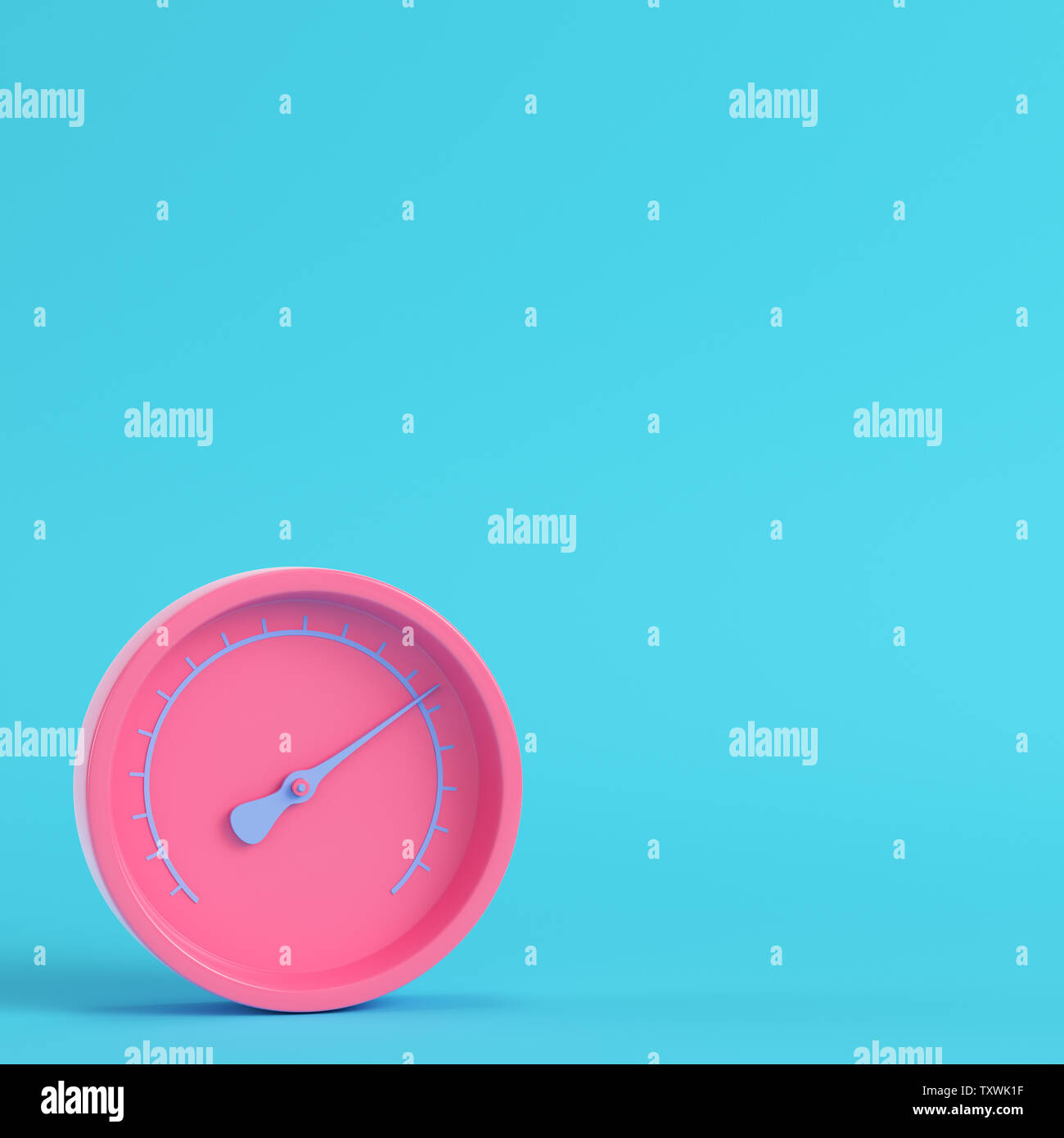 Pink gauge on bright blue background in pastel colors. Minimalism ...