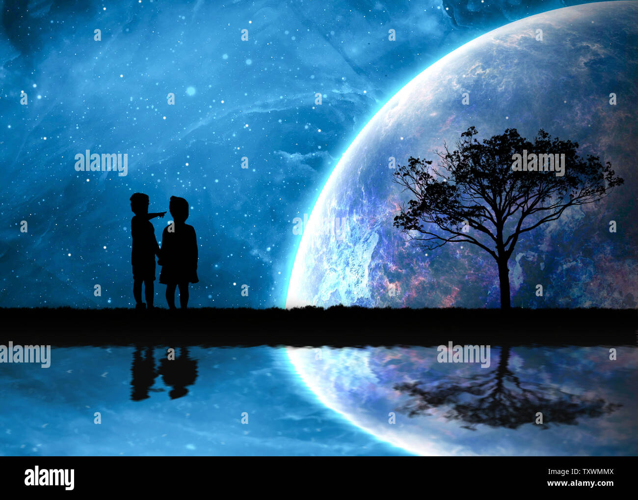 Child look night sky hi-res stock photography and images - Alamy