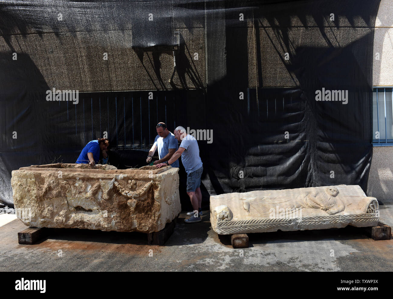 Israeli Antiquities Authority Workers Examine A Unique Roman Era