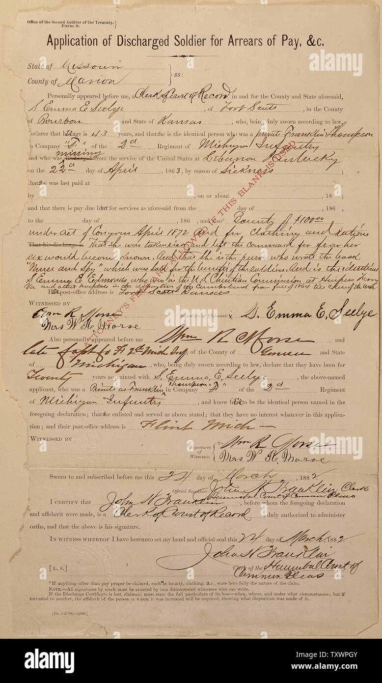 Application of Discharged Soldier for Arrears of Pay Stock Photo - Alamy