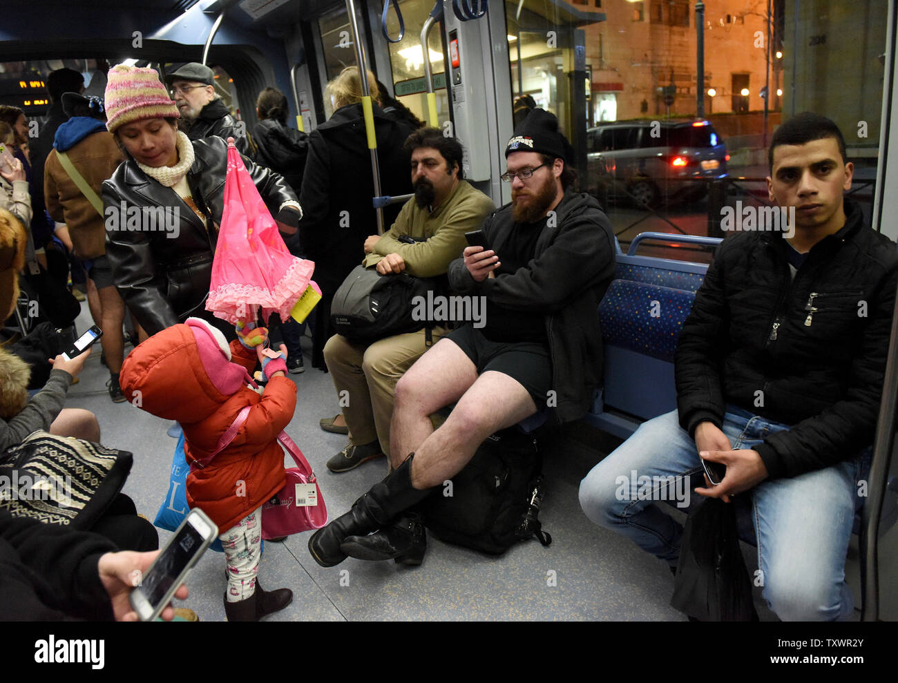 An Israeli rides the light rail train without pants on 'No Pants Day ...