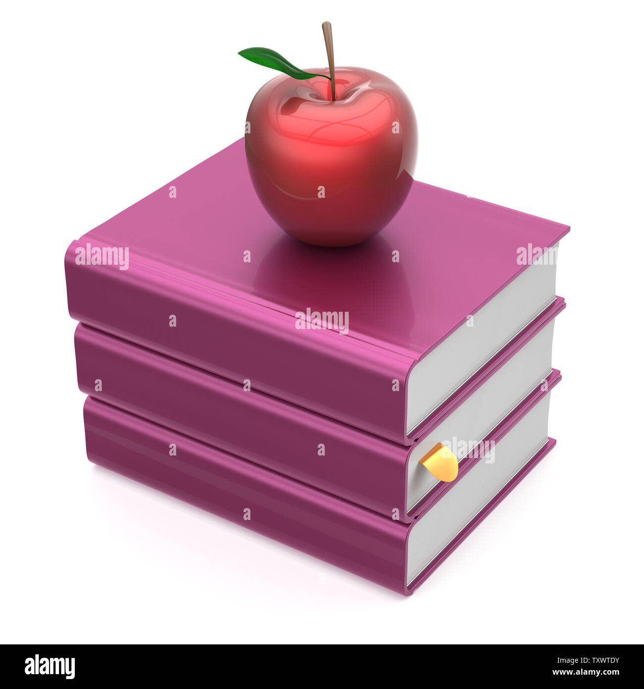 Books blank purple and red apple textbook stack reading education ...