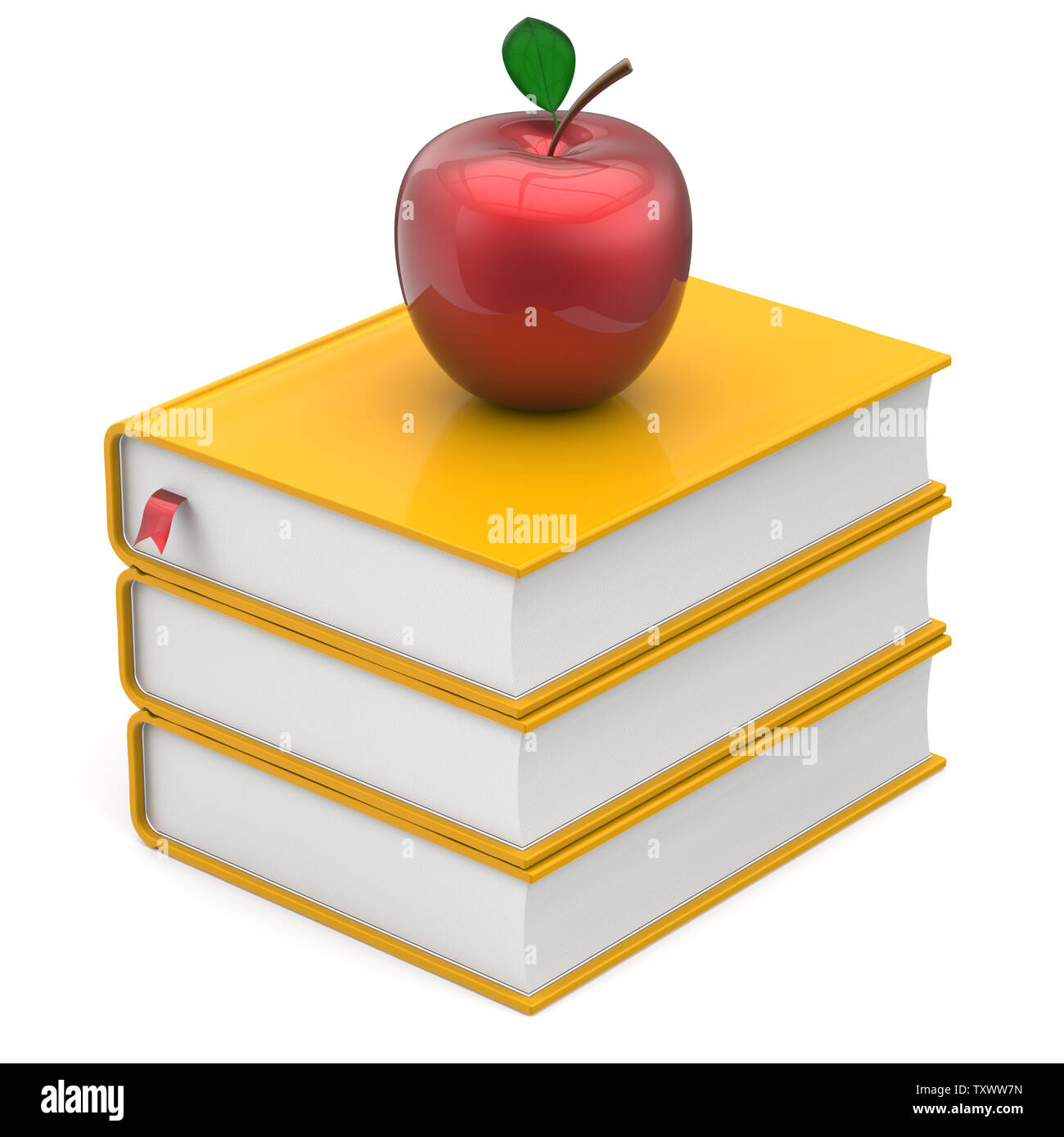 Books yellow and red apple bookmark textbook stack education studying ...