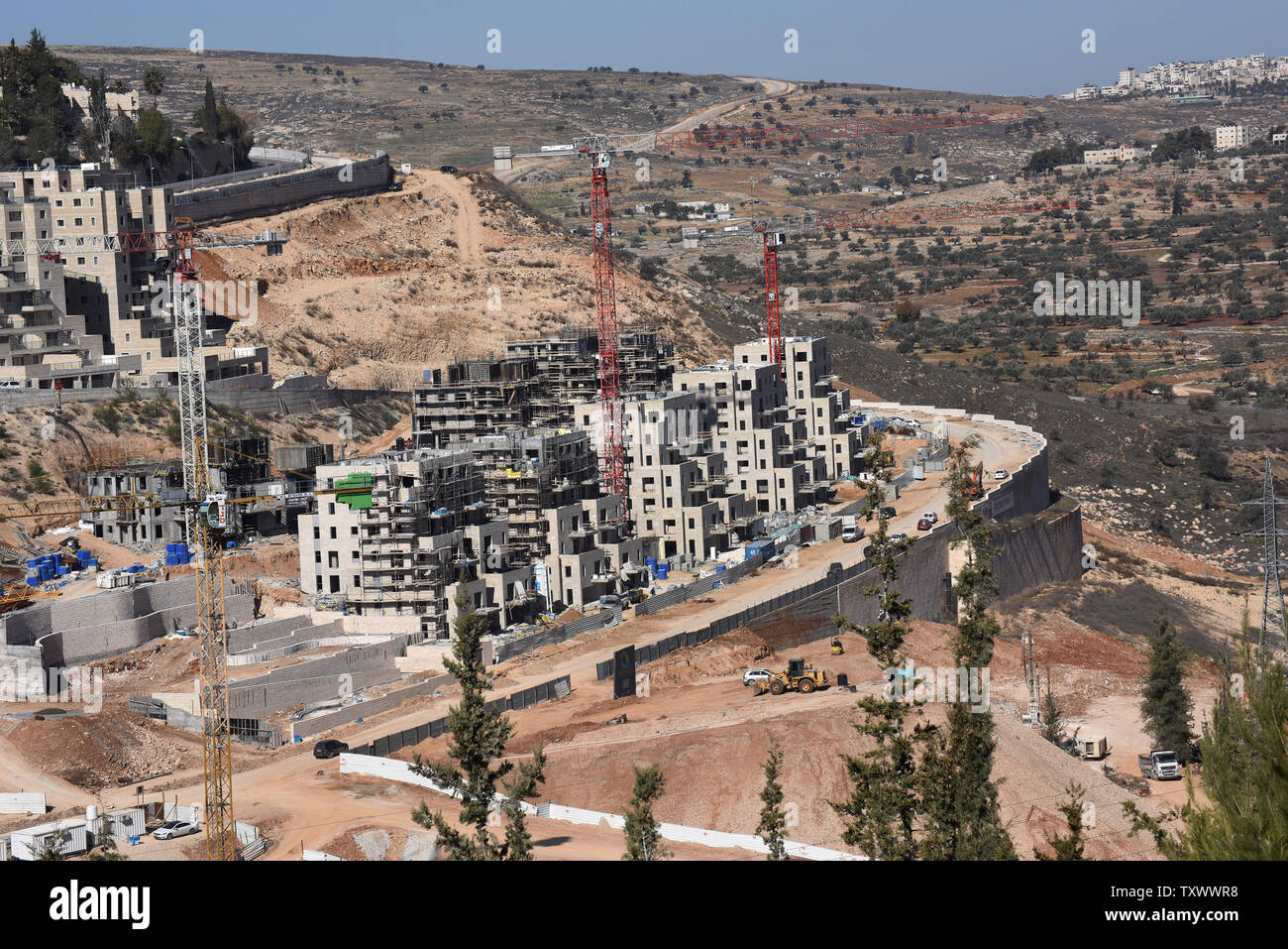 An overview of new Jewish housing in the Ramot neighborhood, across the ...