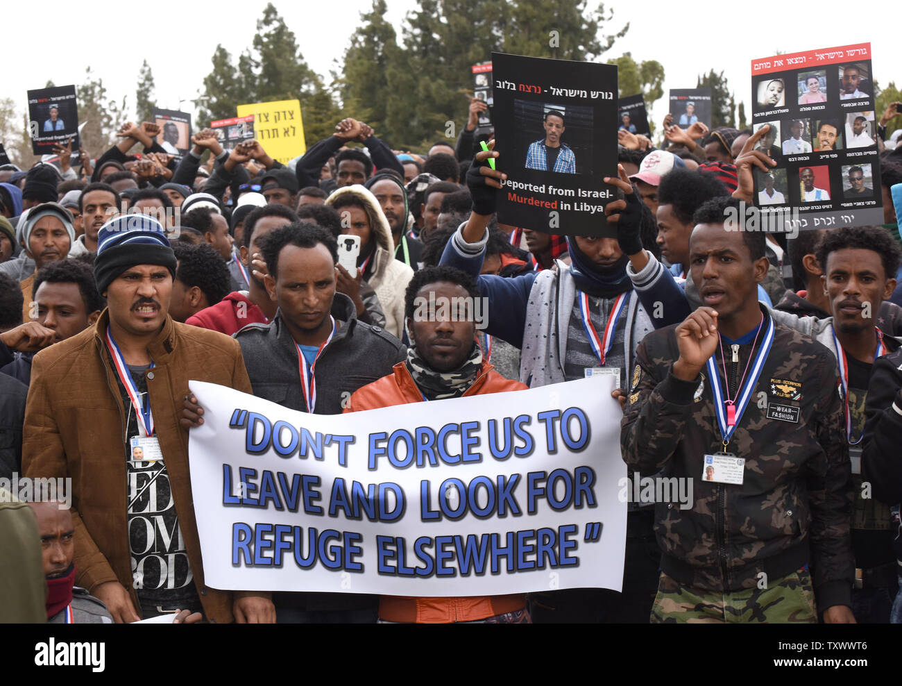 African asylum seekers, mostly from Eritrea, protest Israel's ...