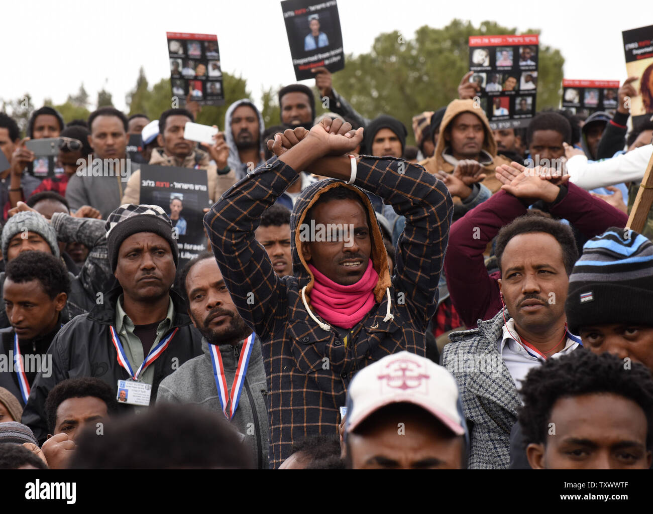 African asylum seekers, mostly from Eritrea, protest Israel's ...