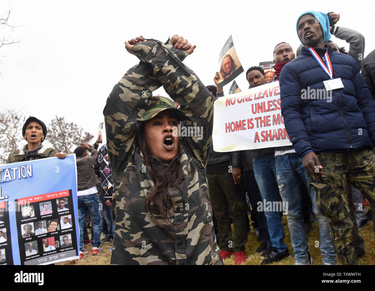 African asylum seekers, mostly from Eritrea, protest Israel's ...