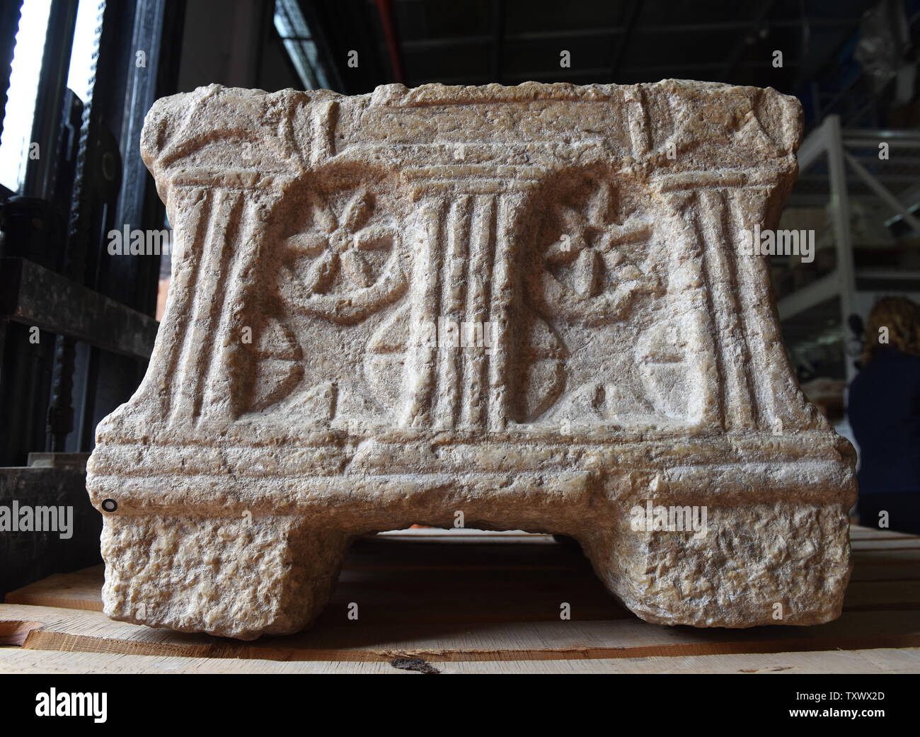 The Magdala Stone is displayed during a press tour in the National ...