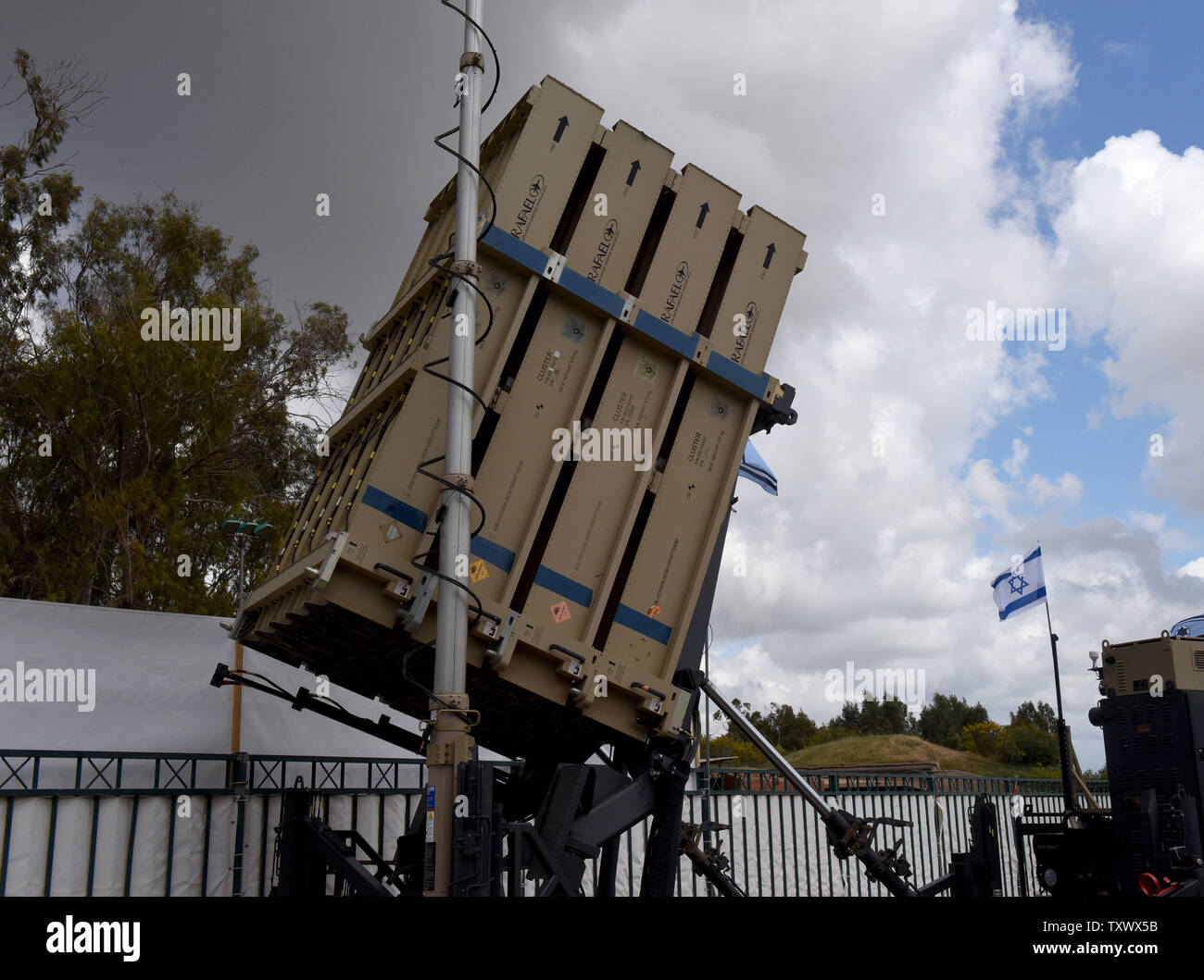 An Iron Dome, an active aerial defense system, is displayed at an ...