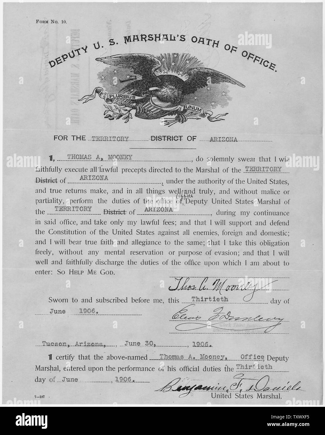 Appointment and Oath of Office for Thomas A. Mooney as Office Deputy ...