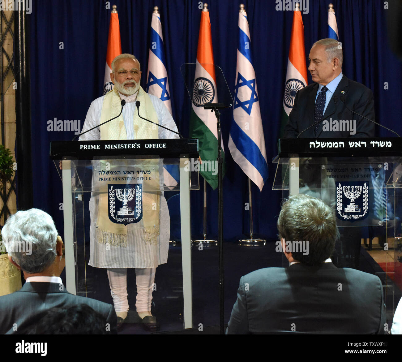 Indian Prime Minister Narendra Modi, left, and Israeli Prime Minister ...