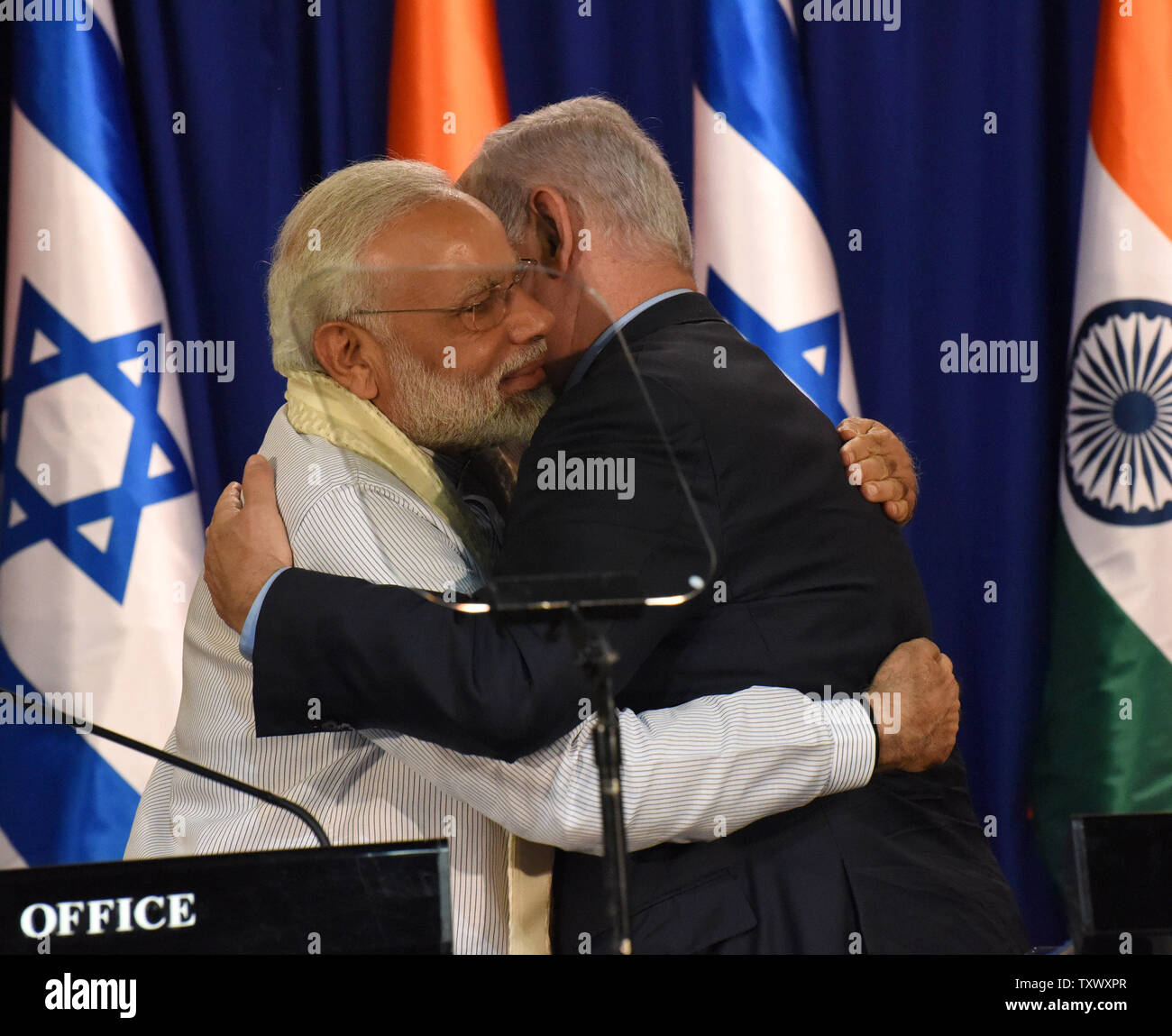 Indian Prime Minister Narendra Modi, left, and Israeli Prime Minister ...
