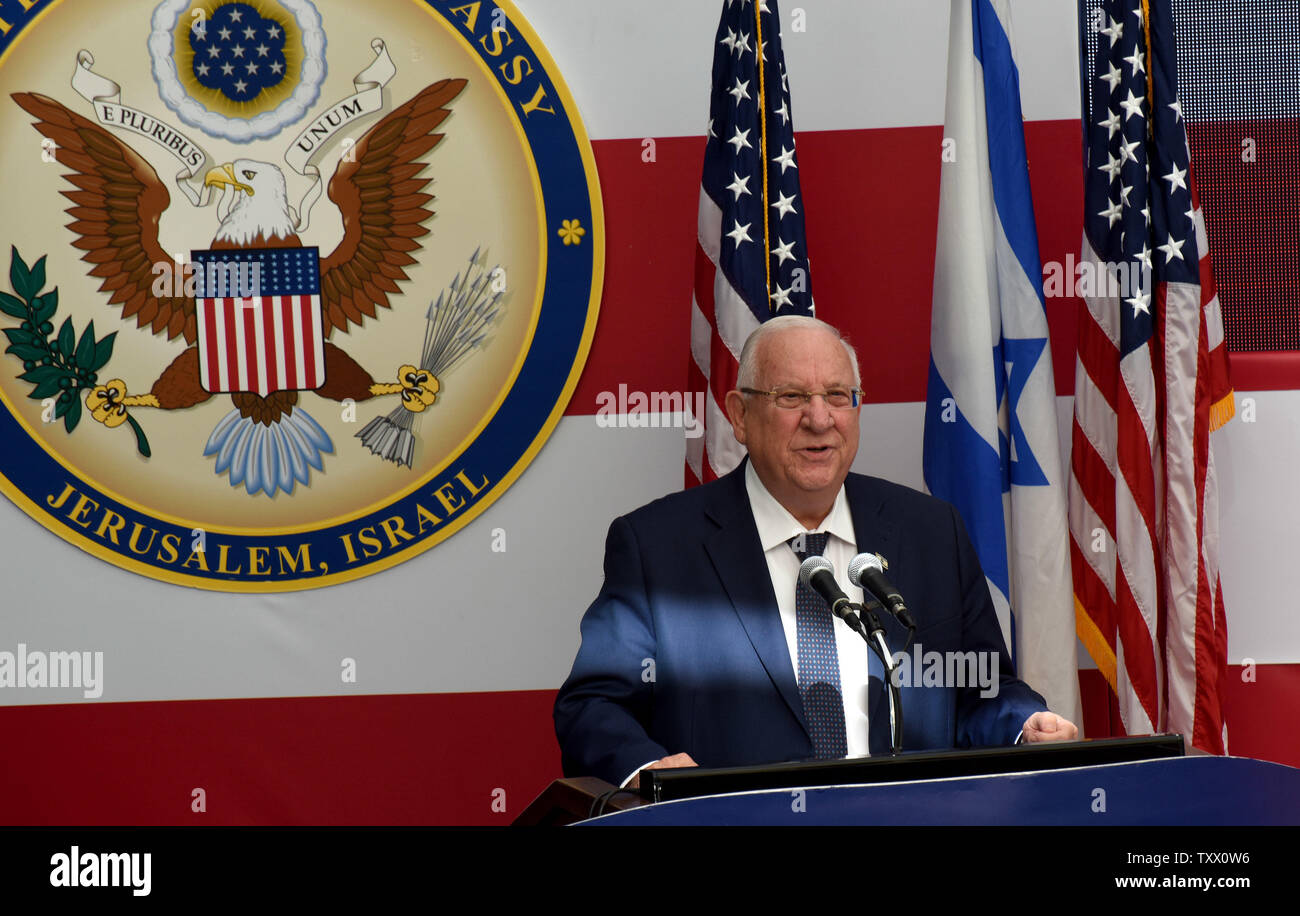Israeli President Reuven Rivlin speaks at the dedication ceremony of ...