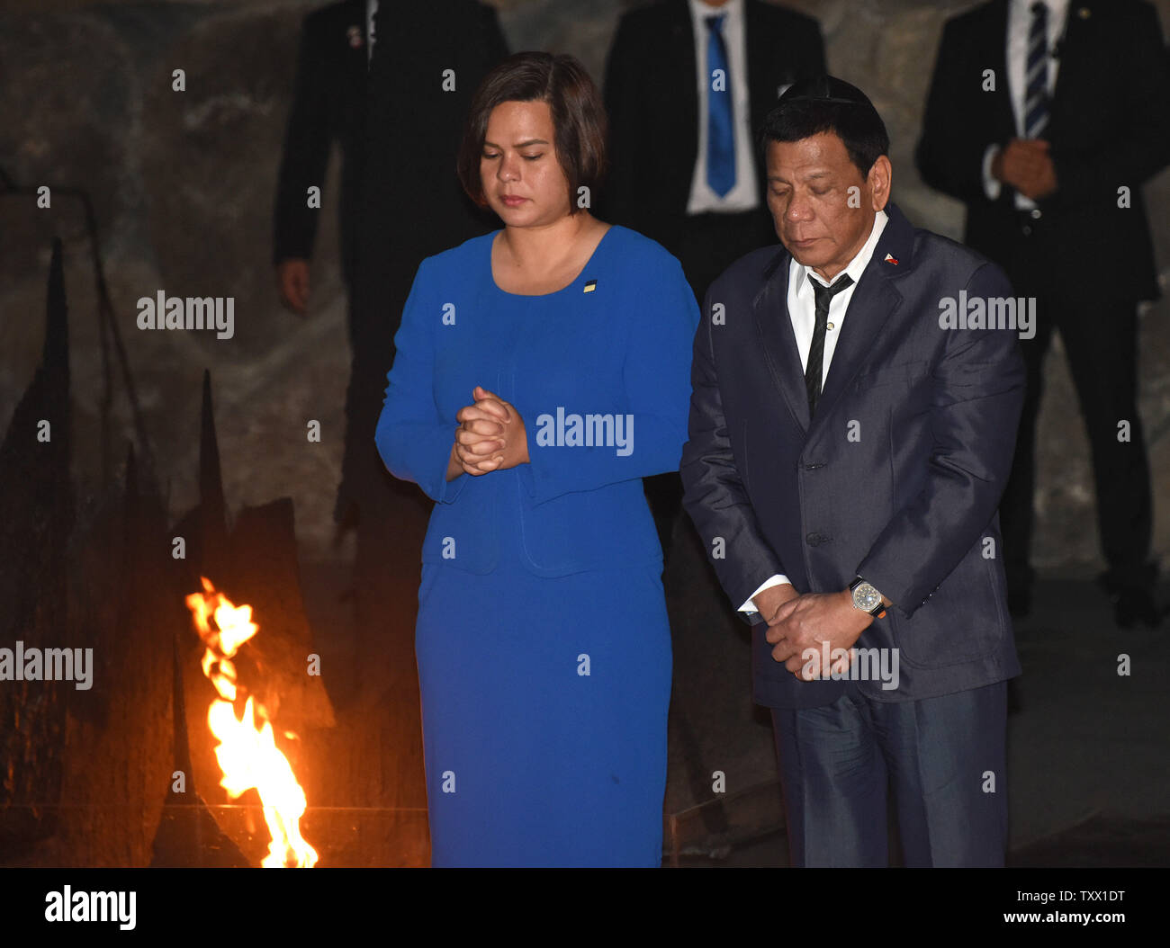 Philippine President Rodrigo Duterte and his daughter Sara pause after ...