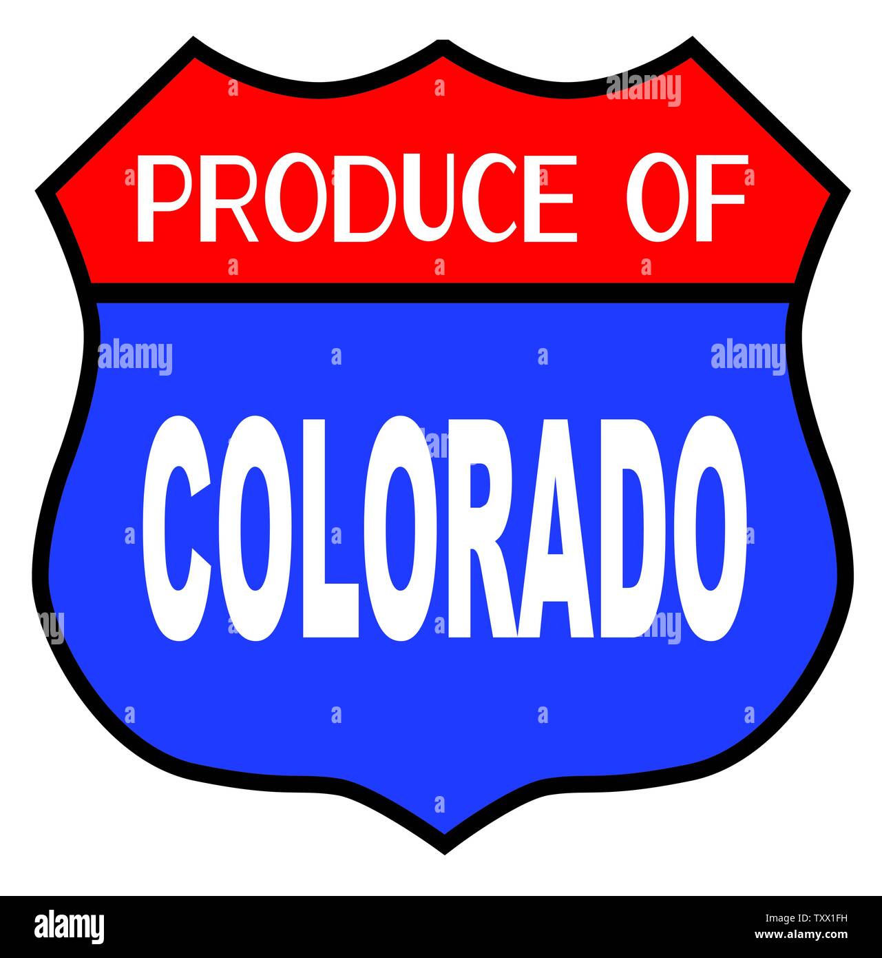 Route 66 style traffic sign with the legend Produce Of Colorado ...