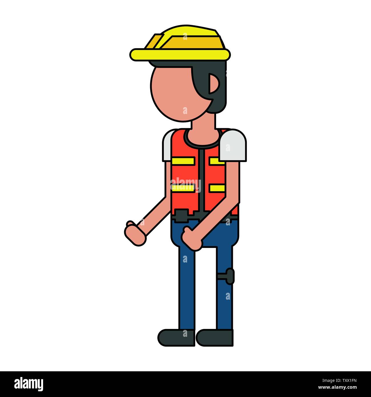 Construction worker smiling cartoon isolated faceless Stock Vector ...