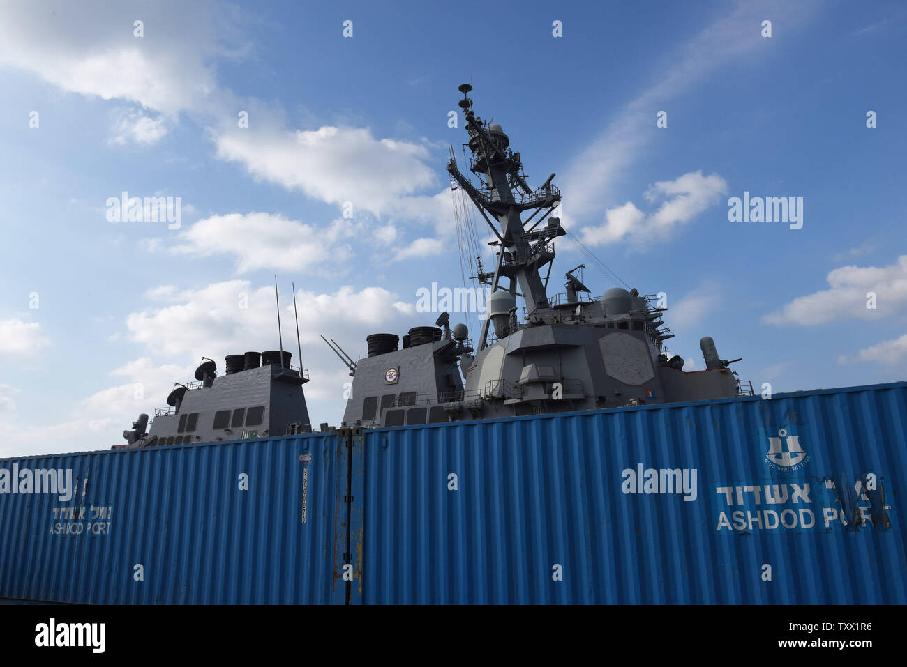The American destroyer, the USS Ross of the 6th fleet, is secured by ...