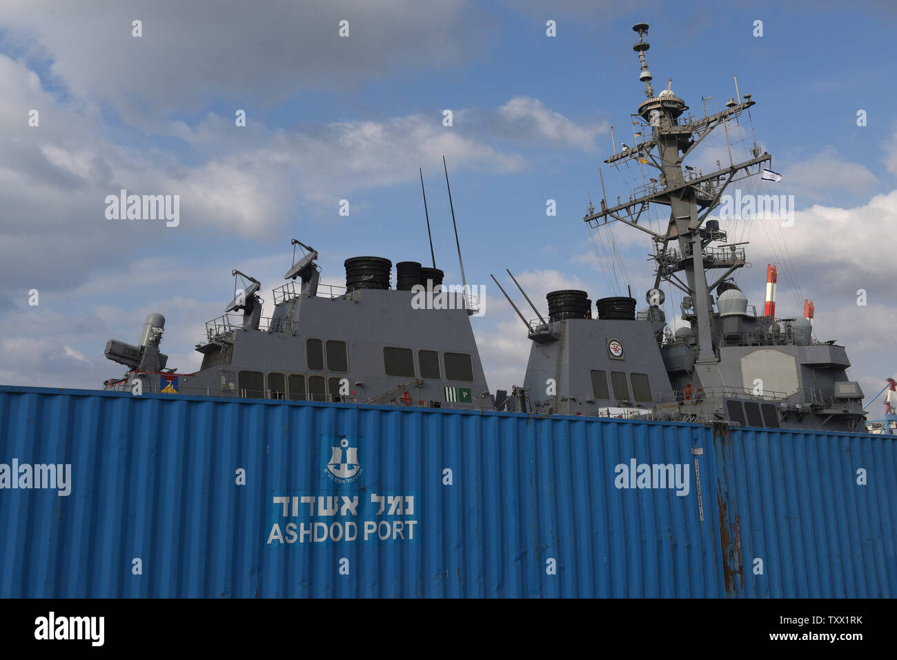 The American destroyer, the USS Ross of the 6th fleet, is secured by ...