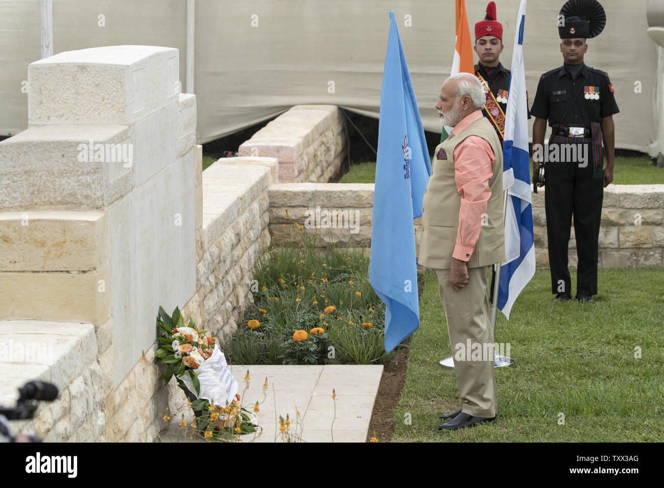 Indian Prime Minister Narendra Modi lays a wreath during a memorial ...