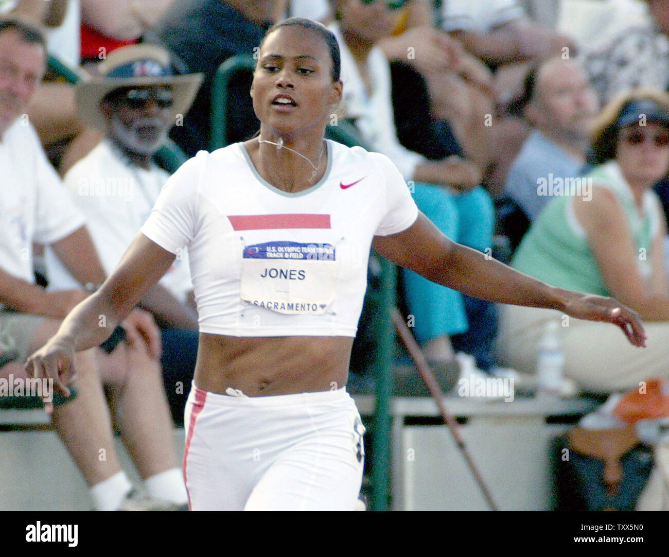Marion Jones during the women's 200 meter quarterfinal at the U.S. 2004 ...