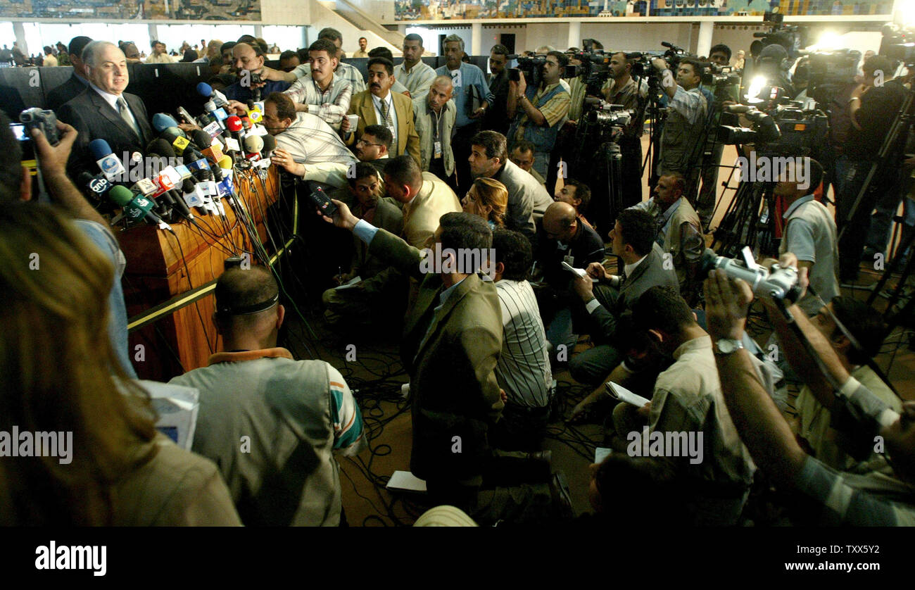 The head of the Iraqi National Congress Ahmad al-Chalabi speaks to ...